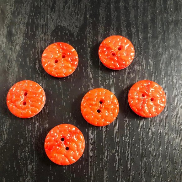 Czech | Office | Set Of 6 Matching Red Czech Glass Buttons Bumpy ...